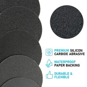 LotFancy 3 Inch Wet Dry Sanding Disc, 60pcs 60 to 7000 Grit, Silicon Carbide Hook and Loop Sandpaper with 1/4” Backing Pad and Foam Buffering Pad, for Automotive Wood Polishing & Finishing