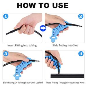 2-in-One Drip Irrigation Tubing Hole Punch & Fitting Insertion Tool, Irrigation Tools for Easier 1/4" Inch Fitting & Emitter Insertion (Blue)