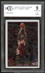 2003-04 topps chrome #111 lebron james rookie card bgs bccg 9 near mint+