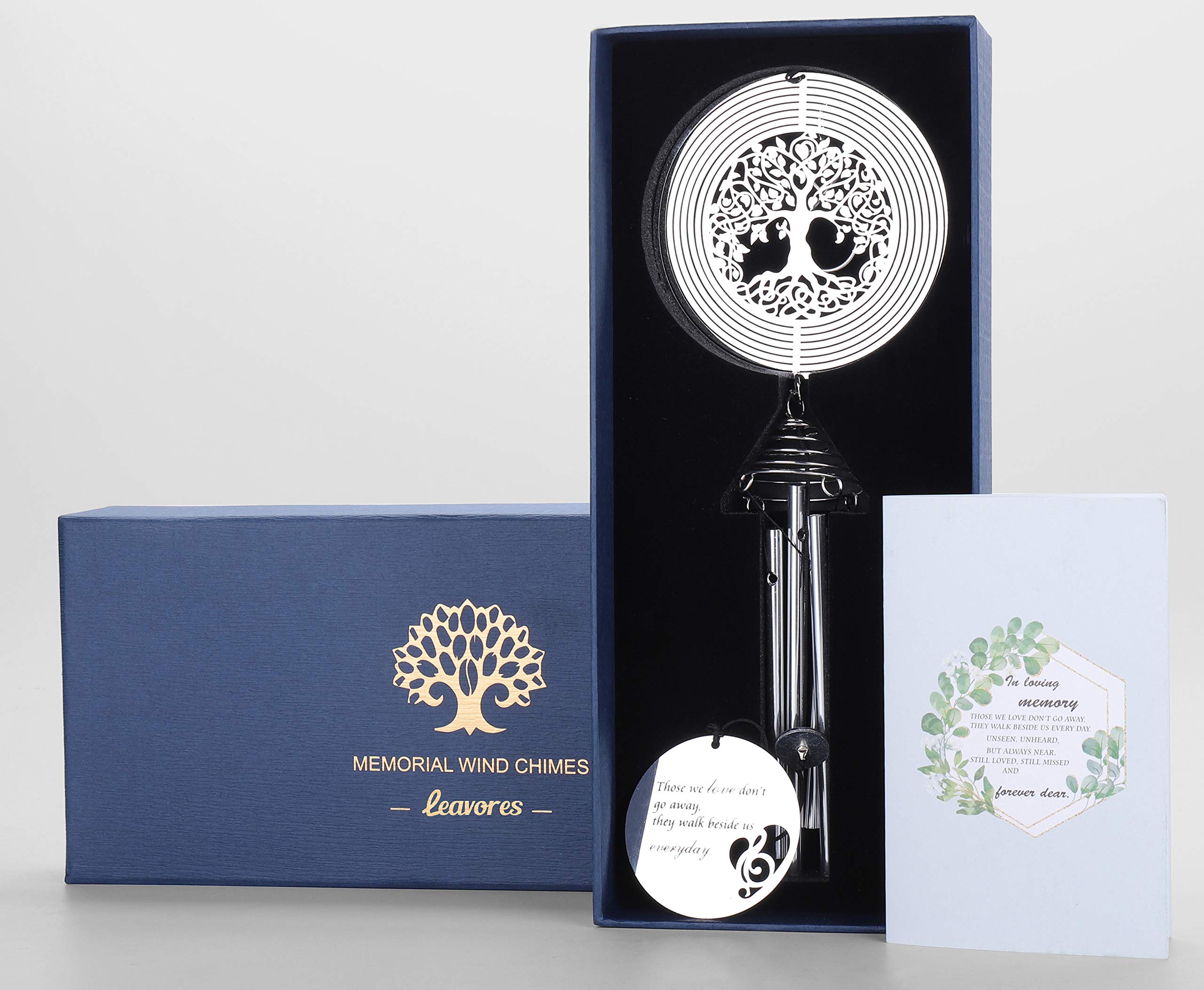 LEAVORES Sympathy Memorial Wind Chimes with Tree of Life Wind Spinner for Loss of Loved One - Ideal Bereavement/ Condolence/ Sorry for Your Loss Gifts