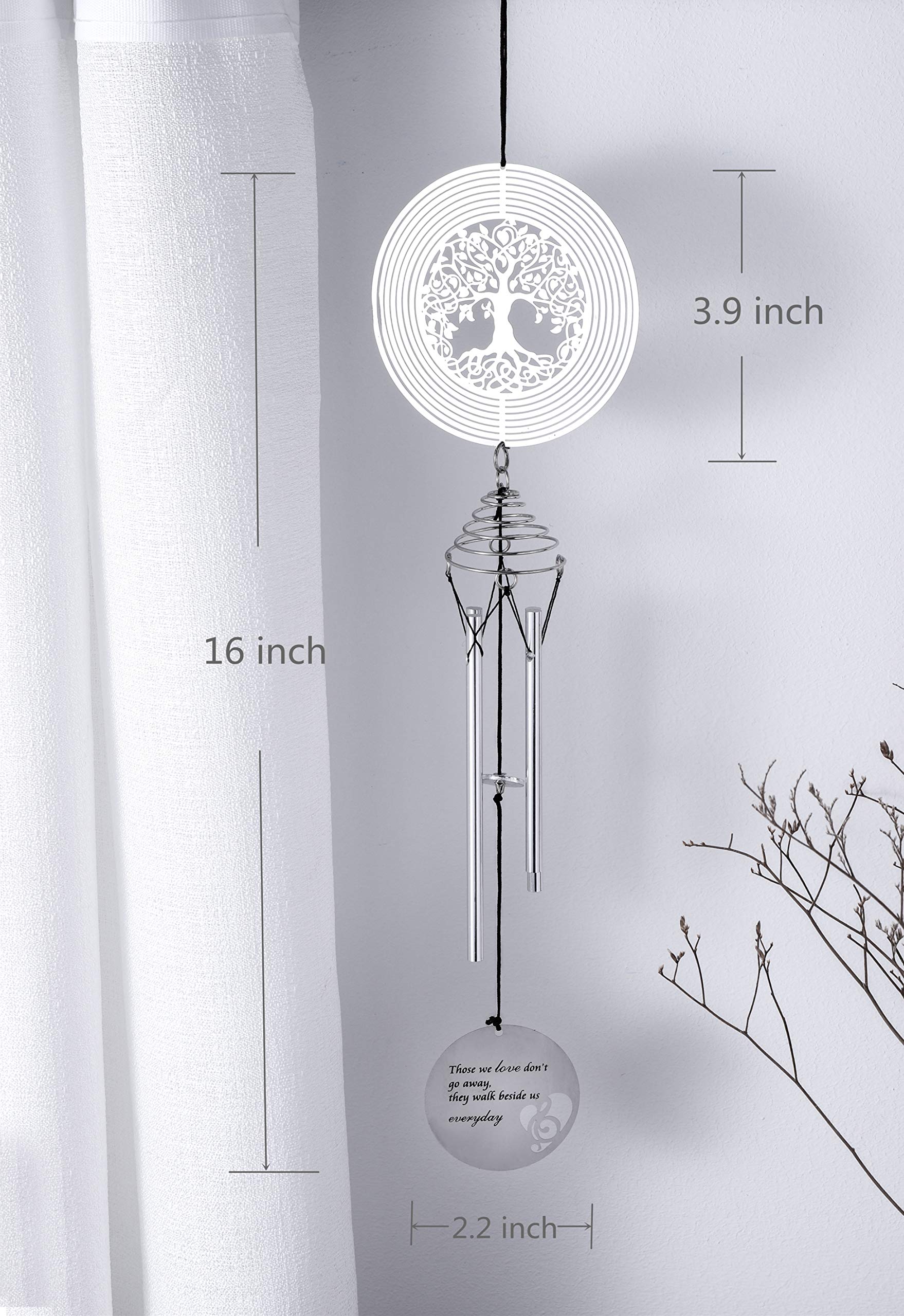 LEAVORES Sympathy Memorial Wind Chimes with Tree of Life Wind Spinner for Loss of Loved One - Ideal Bereavement/ Condolence/ Sorry for Your Loss Gifts