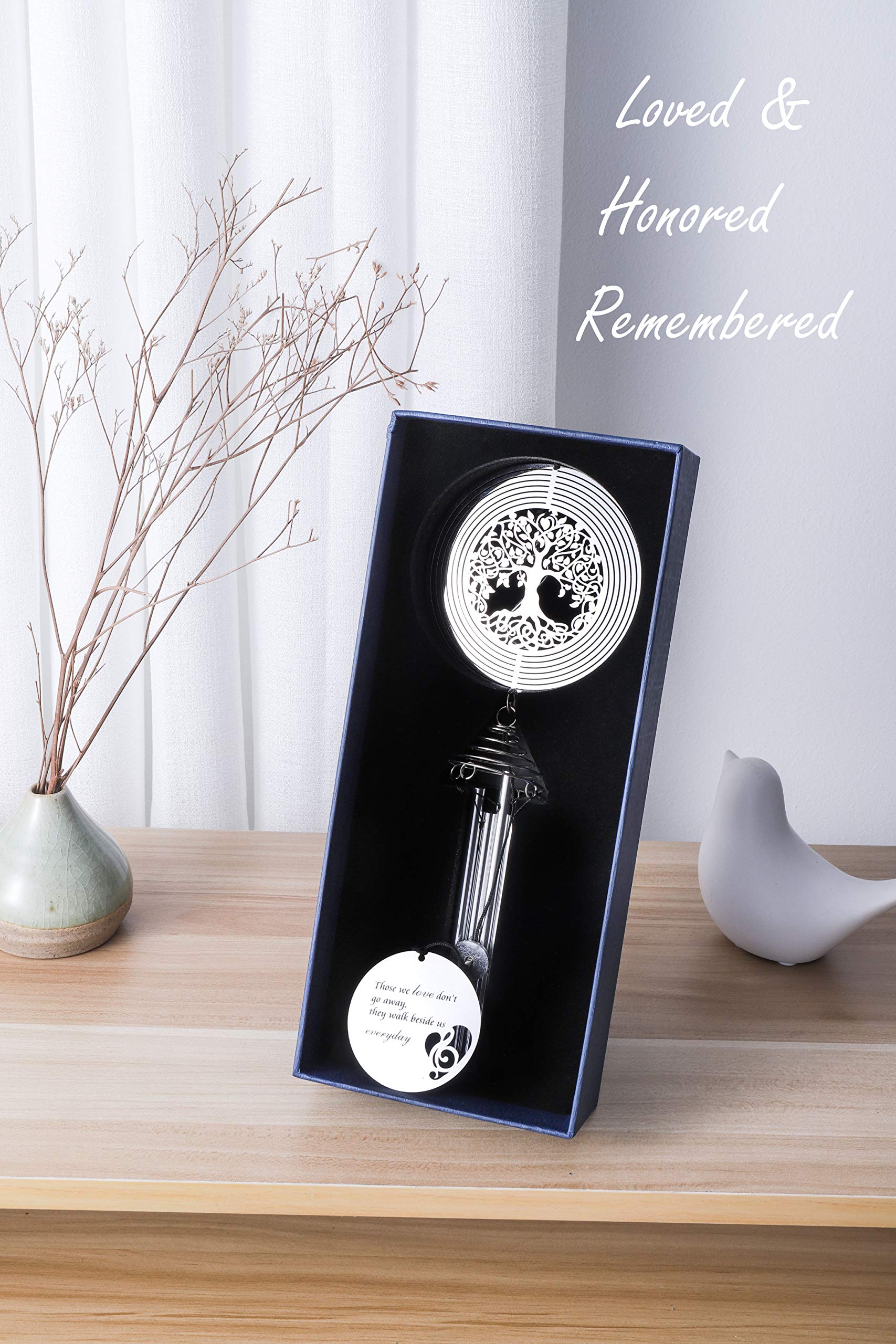 LEAVORES Sympathy Memorial Wind Chimes with Tree of Life Wind Spinner for Loss of Loved One - Ideal Bereavement/ Condolence/ Sorry for Your Loss Gifts