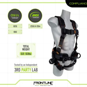 Frontline 110CTB Combat™ Lite Full Body Harness all Aluminum | Hardware Trauma Straps | OSHA and ANSI Compliant (Size: M-L)