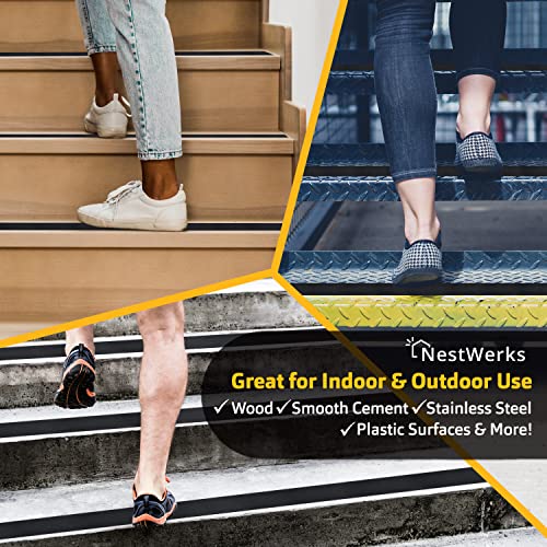 NESTWERKS Heavy Duty Grip Tape for Stairs, Anti Slip Tape for Steps, Waterproof High Traction Tape for Indoor/Outdoor - Non Slip Tape Outdoor Stair Treads, Friction Tape for Ramps, 2" x20ft