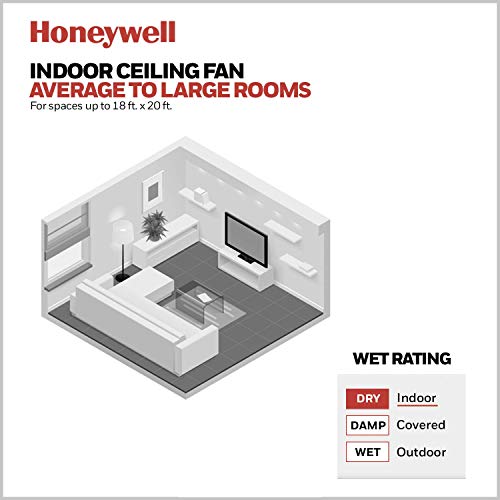 Honeywell Ceiling Fans Carnegie, 52 Inch Industrial Style Indoor LED Ceiling Fan with Light, Remote Control, Dual Mounting Options, 5 Dual Finish Blades, Reversible Airflow - 51460-01 (Pewter)