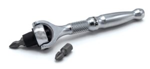 titan 11318 1/4-inch drive x 4-inch 90-tooth swivel head micro ratcheting bit driver - silver