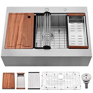 33 drop in farmhouse kitchen sink stainless steel-somrxo 33×22 topmount workstation kitchen sink 16 gauge stainless steel kitchen sink farmhouse sink 10 inch deep single bowl farm sinks