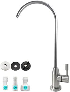 upgrade drinking water faucet, lead-free kitchen water filter faucet bar sink faucet for water purifier filter filtration system, 1/4-inch tube, brushed finish stainless steel by lesica-ry