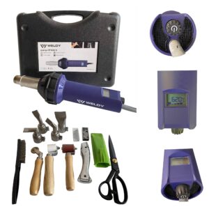 weldy ht1600d digital control hot blast torch heat gun tpo pvc pe cpe ecb epdm hot welder hand held plastic welder (ht1600d kit)