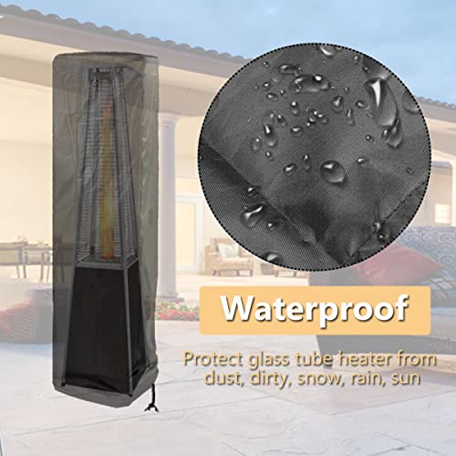 asdmm Waterproof Glass Tube Heater Cover - Outdoor Square Standing Patio Heater Protector for Pyramid Torch and Triangle Heater, 210D Heavy Duty & Anti-dust