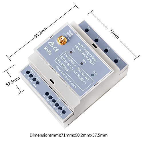 IAMMETER,Bi-Directional,Din Rail,Monitor Solar PV,Power Usage Monitor,Home-Assistant,Modbus TCP/RTU, Three Phase Energy Meter, Net Energy metering, WiFi,Split Phase,150A,60Hz,CE,FCC