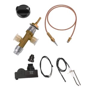 wadeo bundle - 2 items low pressure lpg propane gas fireplace fire pit flame failure safety control valve kit - fire pit igniter, push button ignition kit for gas grill, heater, fire pit