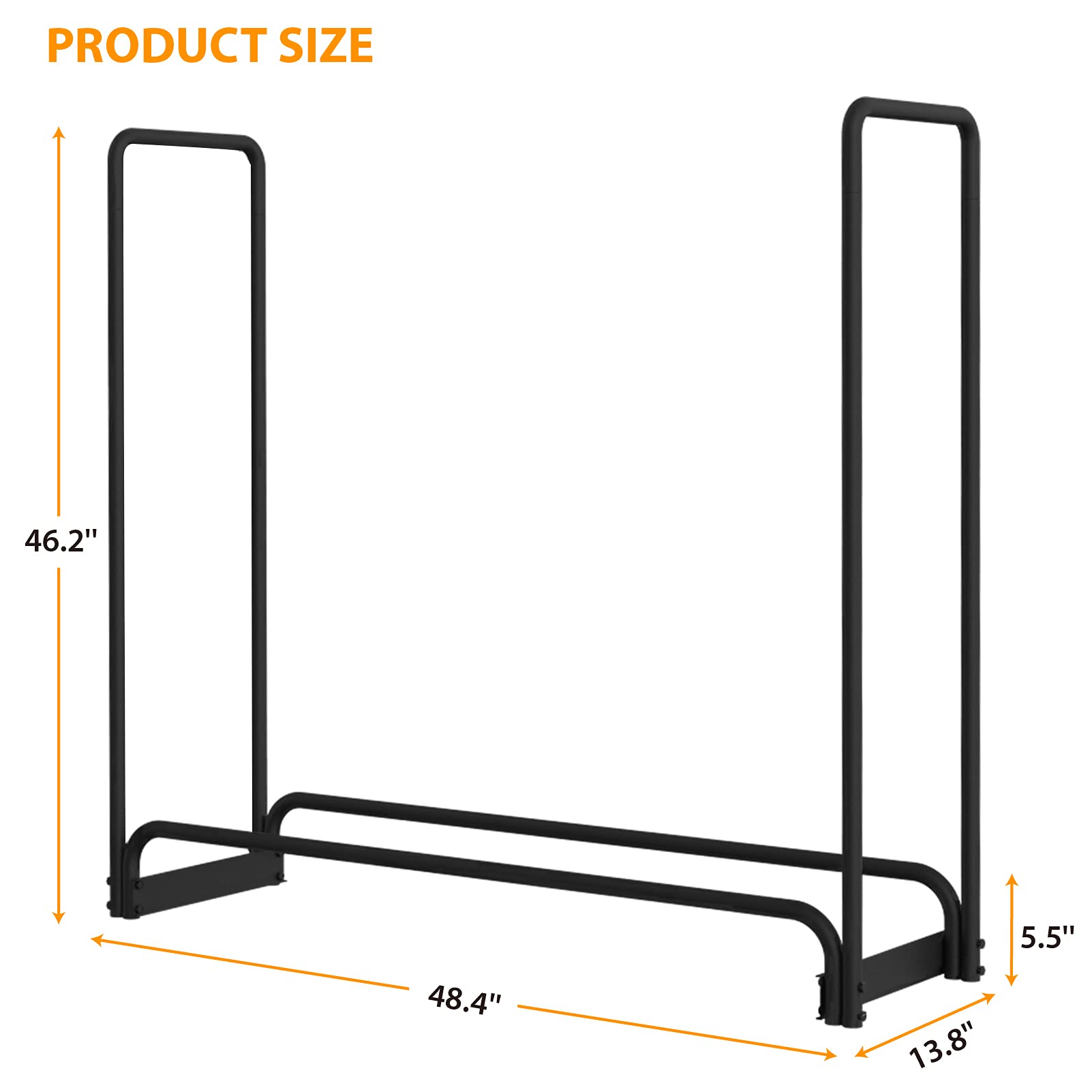 Eurmax USA Firewood Rack Outdoor Log Rack Holder Fireplace Heavy Duty Wood Stacker Storage Rack Holder Steel Tubular Wood Pile Racks Bonus Carry Bag and Strong Belt (4ft)