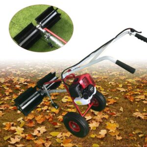 Sweeper Machine, 43CC Walk Behind Cleaning Machine Hand Held Broom Sweeper 1.7HP Gas Powered Sweeper Broom Hand Held for Concrete Driveway Lawn Garden, 2-Strock, 43cc(43CC)