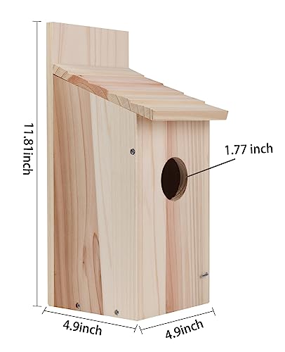 Oceek Cedar Blue Bird Box House Wood Bird House Bluebird Box House Cedar Wren and Chickadee Wren Home Outdoor Hanging Wood Birdhouse No Assembly Required Hummingbird House (1Pack 3115 Assembled)