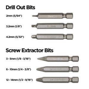 KAIFNT K457 Damaged/Stripped Screw Extractor Bit Kit, Screw Remover Set, Quick-Change 1/4-Inch Hex Shank, 6-Piece