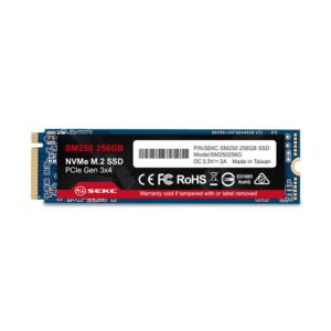 sekc sm250256g 256gb nvme m.2 2280 pcie gen 3x4, solid state drive r/w cdm up to 1700/1000 mb/s, (atto) up to 3300/3100 mb/s, internal ssd