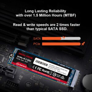 SEKC SM250256G 256GB NVMe M.2 2280 PCIe Gen 3x4, Solid State Drive R/W CDM Up to 1700/1000 MB/s, (Atto) Up to 3300/3100 MB/s, Internal SSD