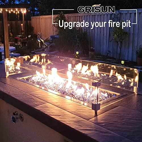 GRISUN Drop-in Fire Pit Kit 24 x 8 Inch, H-Shape Burner with Pan, Come with Upgraded Spark Ignition Kit for Gas Fire Pit, Fire Pit Table Insert Stainless Steel, Suitable for Indoor Outdoor Decoration