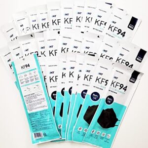 INT 【 30 Pack Black Mask Certified, 4-Layered Face Safety, Patented Adjustable Earloop, Individually Sealed Package MADE IN KOREA