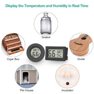 5-Pack Mini Digital Thermometer Hygrometer, Indoor Room Round Temperature Humidity Meter Gauge Monitor, Large LCD Display Fahrenheit or Celsius for Greenhouse, Home, Reptile, Humidors, Office, Garden