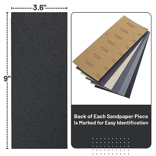 Bates- Sandpaper, 18 Pack, 12 Grits, 120 to 3000 Assorted Grit, Sandpaper Assortment, Sand Paper, Sandpaper for Metal, Sandpaper for Wood, Automotive Sandpaper, Furniture Sanding, Wet Dry Sandpaper