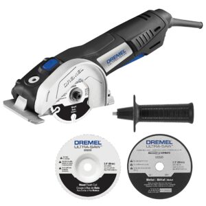 dremel ultra saw us40-04 corded compact saw tool kit with 3 cutting wheels and auxiliary handle