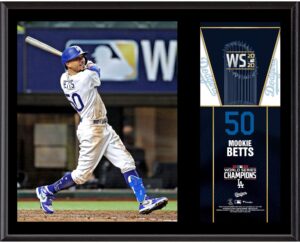 mookie betts los angeles dodgers 2020 mlb world series champions 12" x 15" sublimated plaque - mlb player plaques and collages