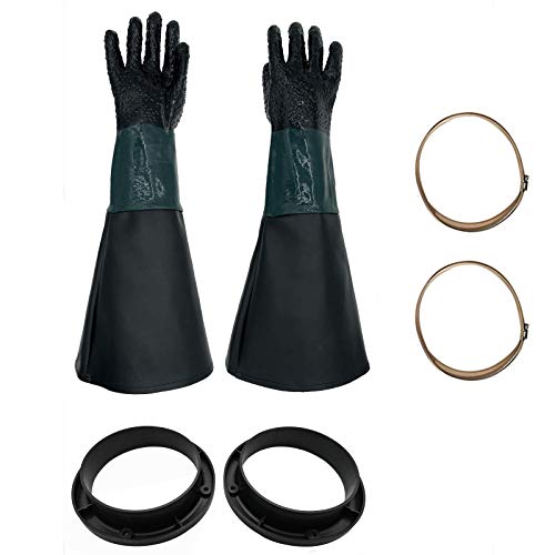 SHUNJIE Sandblasting Gloves 23.6" Rubber Gloves for Sandblaster Cabinets Sand Blaster Gloves Kits