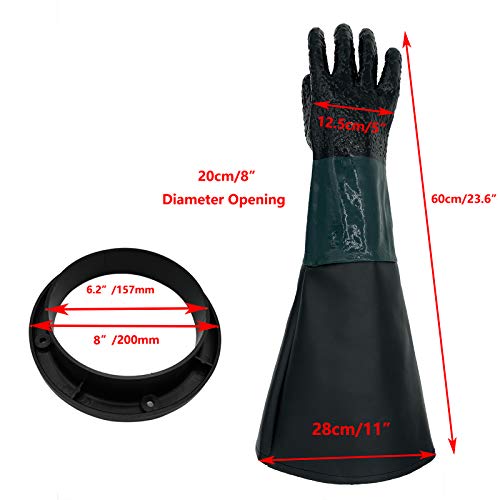 SHUNJIE Sandblasting Gloves 23.6" Rubber Gloves for Sandblaster Cabinets Sand Blaster Gloves Kits