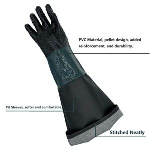 SHUNJIE Sandblasting Gloves 23.6" Rubber Gloves for Sandblaster Cabinets Sand Blaster Gloves Kits