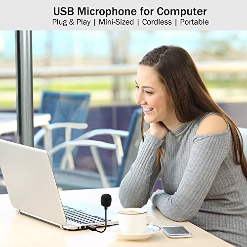 C G CHANGEEK Mini USB Microphone for Laptop and Desktop Computer, with Gooseneck & Universal USB Sound Card, Compatible with PC and Mac, Plug & Play, Ideal Condenser Mic for Remote Work, Online Class