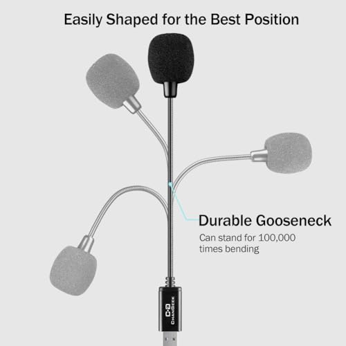 C G CHANGEEK Mini USB Microphone for Laptop and Desktop Computer, with Gooseneck & Universal USB Sound Card, Compatible with PC and Mac, Plug & Play, Ideal Condenser Mic for Remote Work, Online Class