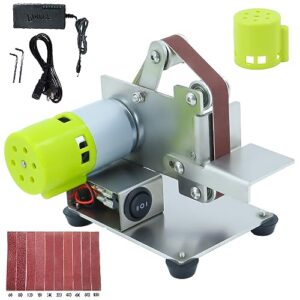 podoy 𝙐𝙥𝙜𝙧𝙖𝙙𝙚𝙙 mini belt sander electric diy 7 speed adjustable control small grinder sharpener polisher machine 110v with 10 belts for metal knife wood polishing