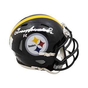 terry bradshaw autographed pittsburgh steelers speed mini football helmet - bas coa