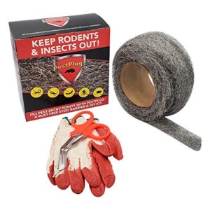 pestplug - 25 feet stainless steel wool/garland diy kit/gap blocker to keep mice & rodents out. does not rust! fill fabric, plug holes, siding, pipes in homes, garages, farm buildings, rv's