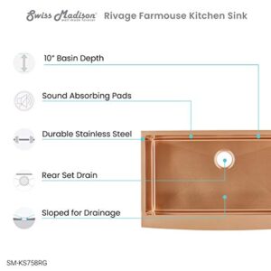 Swiss Madison Well Made Forever SM-KS758RG Farmhouse Kitchen Sink, Rose Gold