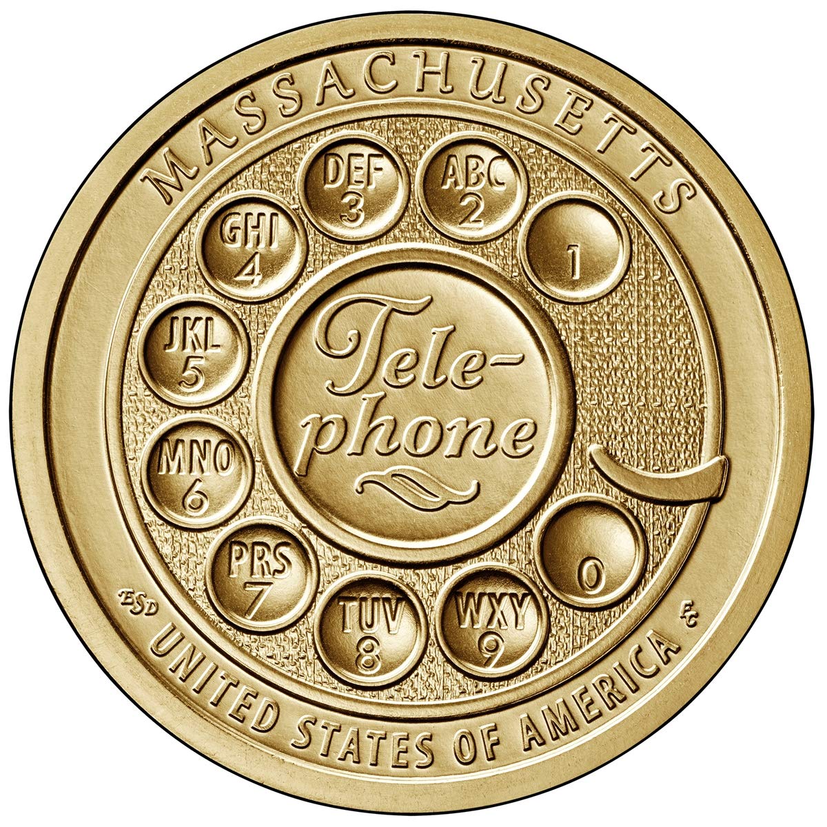 2020 P American Innovation Massachusetts - Invention of the Telephone $1 Coin - Roll of 25 Dollar Coins Dollar US Mint Uncirculated