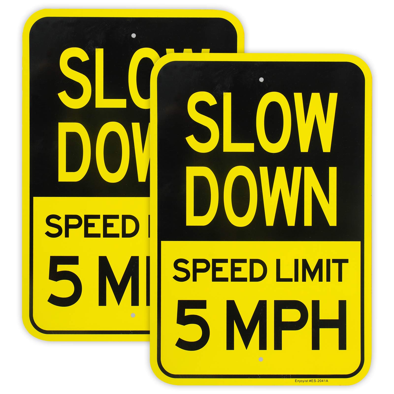 2-Pack Large Slow Down Sign, Speed Limit 5 MPH Sign, 18"x 12" .04" Aluminum Reflective Sign Rust Free Aluminum-UV Protected and Weatherproof