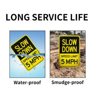 2-Pack Large Slow Down Sign, Speed Limit 5 MPH Sign, 18"x 12" .04" Aluminum Reflective Sign Rust Free Aluminum-UV Protected and Weatherproof