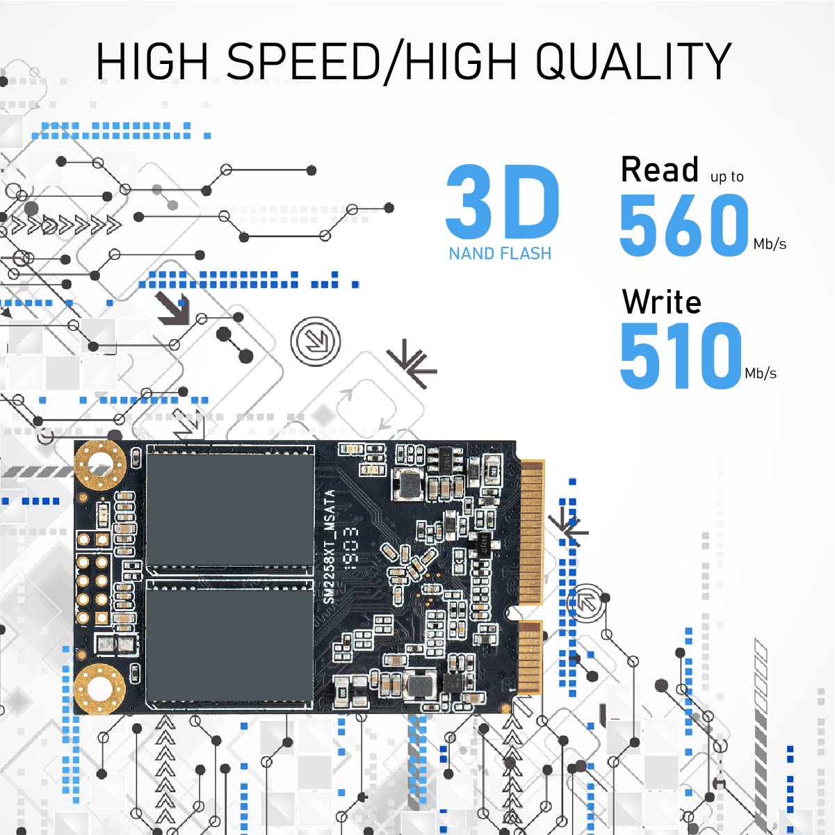 LEVEN JMS600 mSATA SSD 1TB 3D NAND SATA III 6 Gb/s, mSATA (30x50.9mm) Internal Solid State Drive