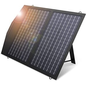 allpowers sp020 60w foldable solar panel charger, monocrystalline portable solar panel with 18v dc, usb, parallel ports for jackery/rockpals/bluetti power station laptops phones 12v battery