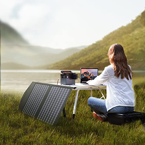 ALLPOWERS SP020 60W Foldable Solar Panel Charger, Monocrystalline Portable Solar Panel with 18V DC, USB, Parallel Ports for Jackery/Rockpals/BLUETTI Power Station Laptops Phones 12V Battery