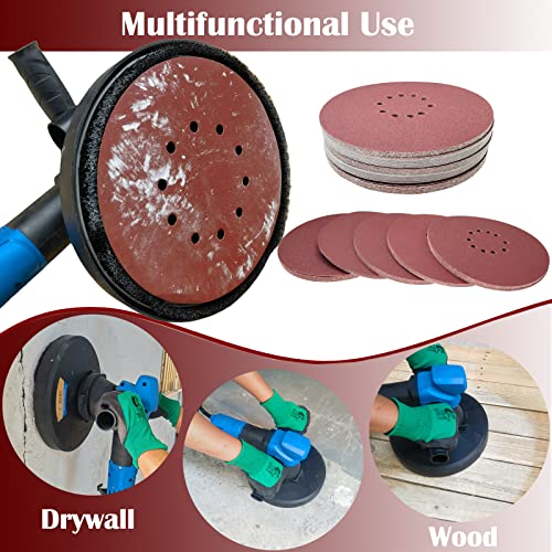 Tonmp 50 PCS 9-Inch 10-Hole Hook-and-Loop Sanding Discs for Drywall Sander -10 Pack Each of 60 80 120 150 240 Grits Sander Paper