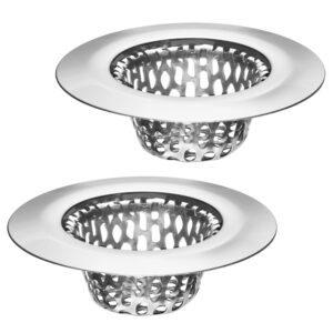 2 pack - 2.125" top / 1" basket- sink strainer bathroom sink, utility, slop, laundry, rv and lavatory sink drain strainer hair catcher. 1/8" holes. stainless steel