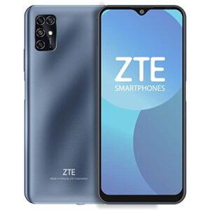 zte blade v20 smart (128gb, 4gb) 6.82", 16mp quad camera, 5000mah battery, fingerprint & face unlock, gsm unlocked us + latin 4g lte (t-mobile, at&t) international model 8010 (gray)