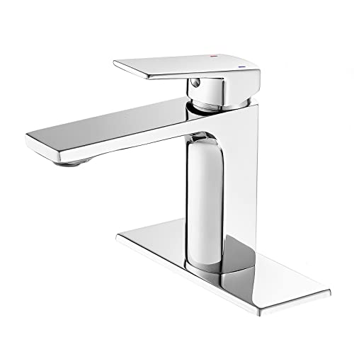 VOTON Chrome Bathroom Faucet One Hole Single Handle Bathroom Sink Faucet Lavatory Faucet with Deck Plate, RV Camper Lavatory Bathroom Faucet