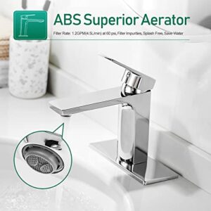 VOTON Chrome Bathroom Faucet One Hole Single Handle Bathroom Sink Faucet Lavatory Faucet with Deck Plate, RV Camper Lavatory Bathroom Faucet