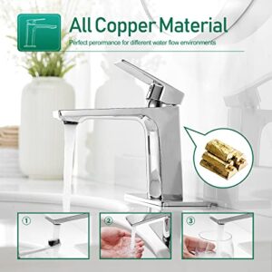 VOTON Chrome Bathroom Faucet One Hole Single Handle Bathroom Sink Faucet Lavatory Faucet with Deck Plate, RV Camper Lavatory Bathroom Faucet