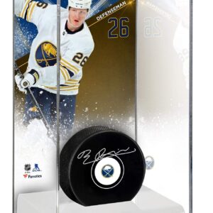 Rasmus Dahlin Buffalo Sabres Autographed Puck with 50th Anniversary Alternate Jersey Deluxe Tall Hockey Puck Display Case - Autographed NHL Pucks